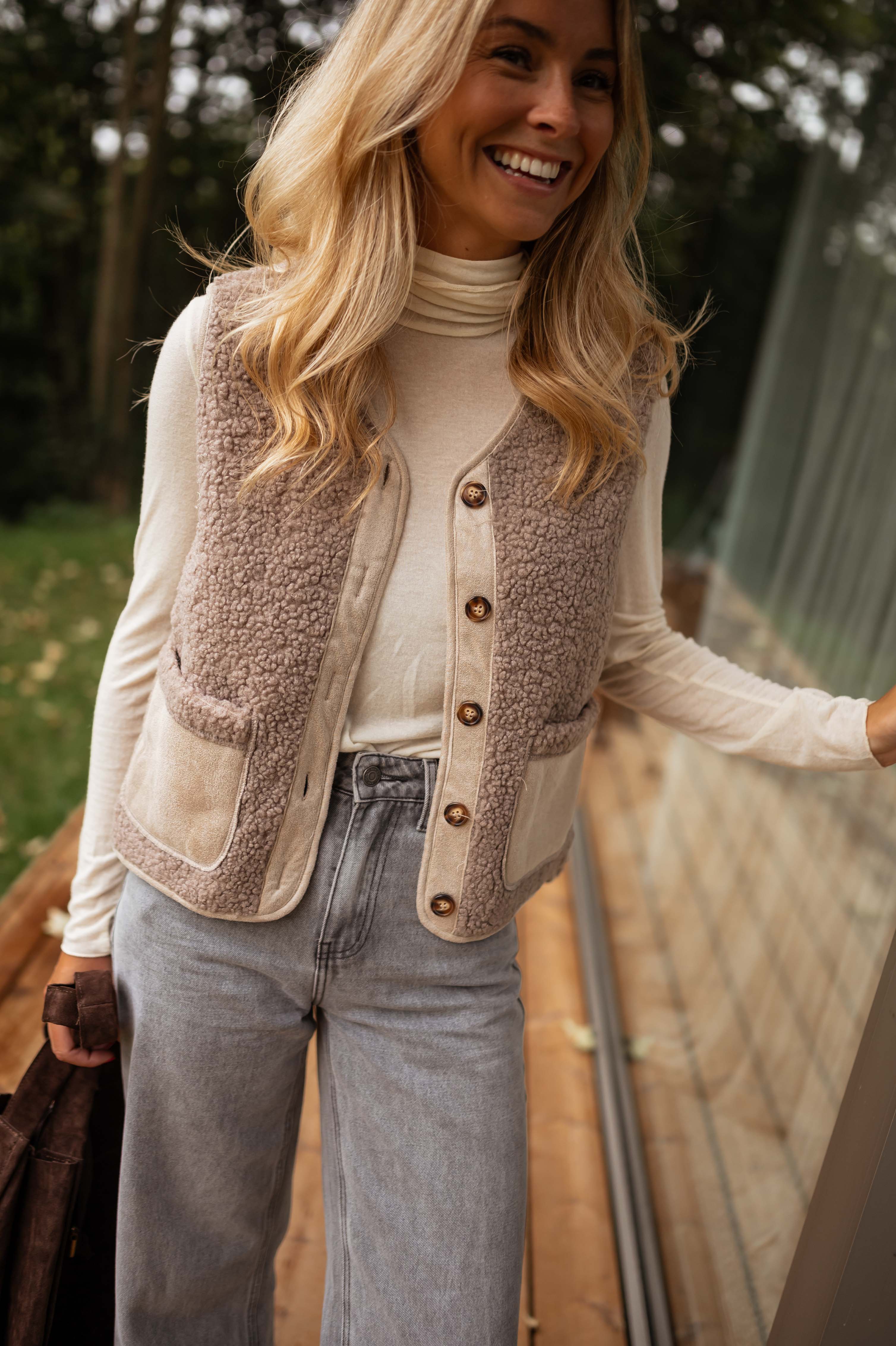 Ghislain Cardigan - Taupe - Sleeveless – Easy Clothes