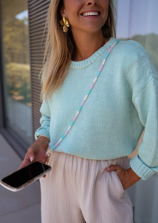 Cordon de téléphone Jula en perles roses, vertes et blanches | Cordon ...