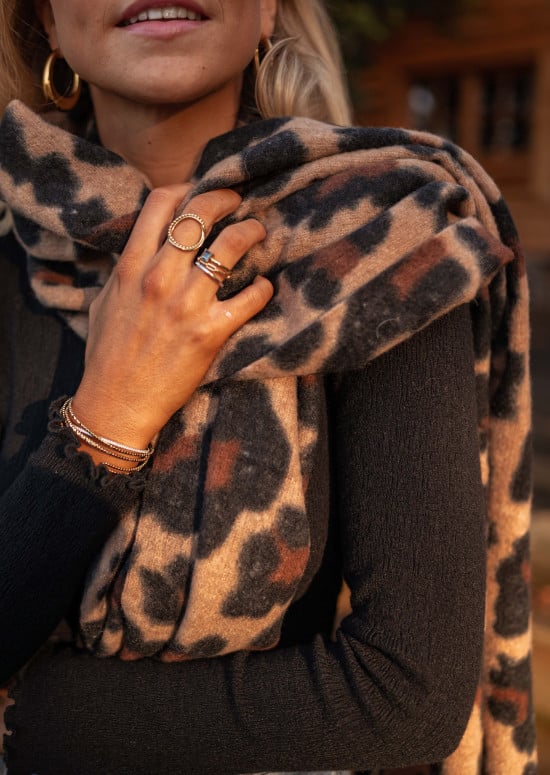 Echarpe Malika - Leopard Camel - Avec Franges – Easy Clothes