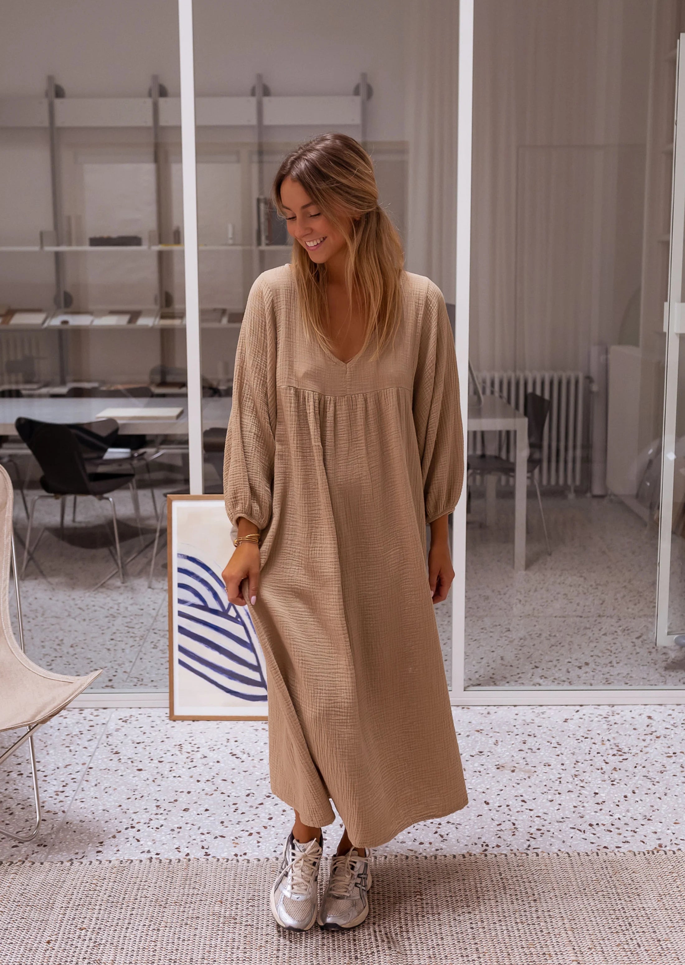 Robe Nolan - Couleur Camel - Gaze De Coton - Ample – Easy Clothes